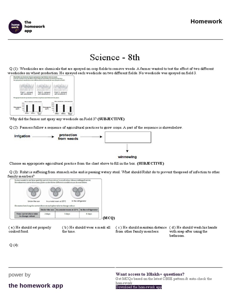 Questions - Homework - 8th - Science - 2023-01-14T08 - 16 | PDF ...