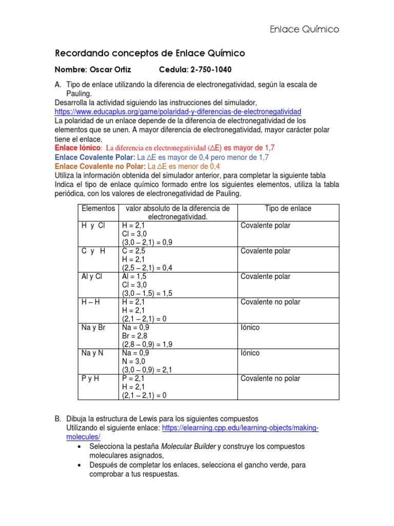 Enlace Químico (Interactivo) | PDF | Enlace covalente | Polaridad química