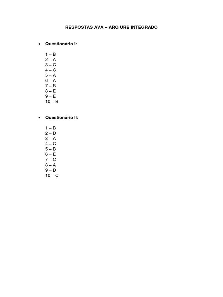 Respostas Ava - Arq Urb Integrado | PDF | Métodos e Materiais de Ensino