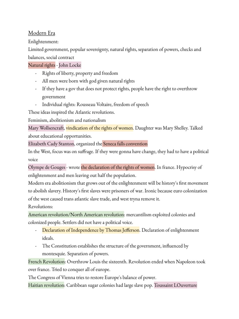 AP World History, Modern Era Notes From 1750-1900 | PDF | Abolitionism ...
