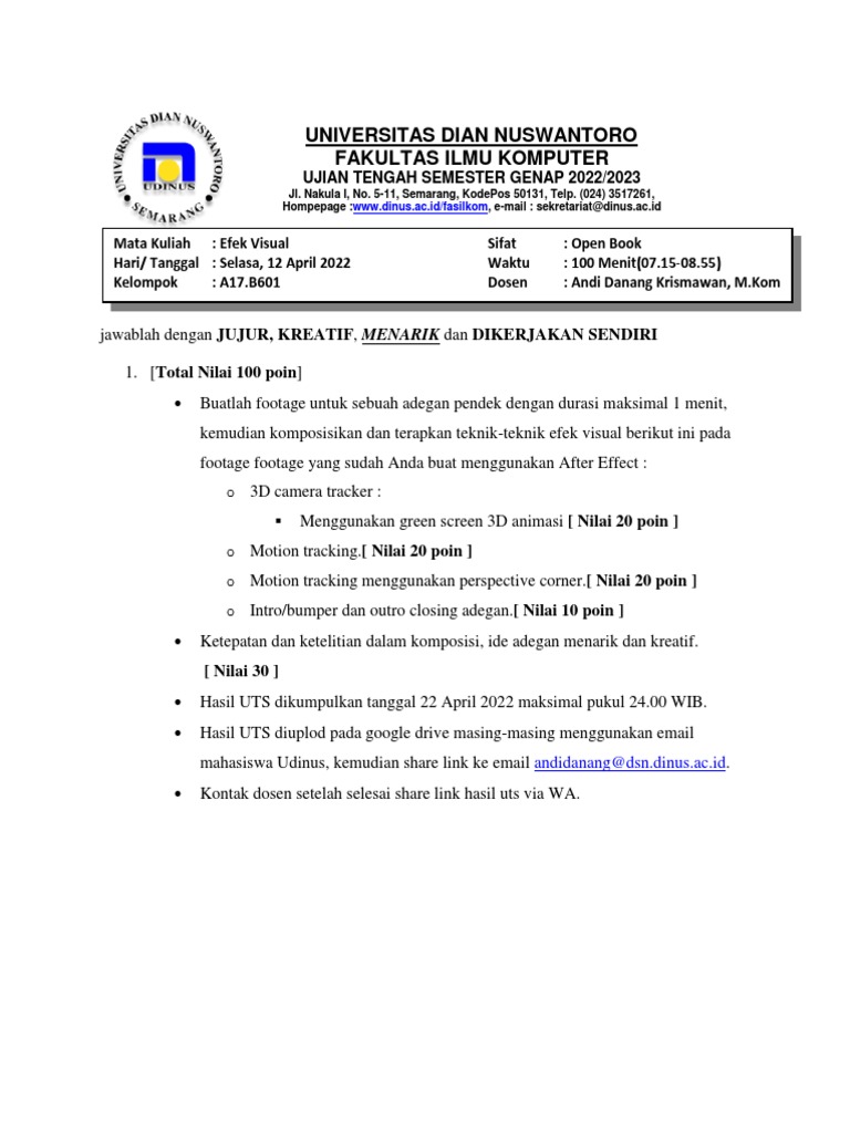 Soal UTS Efek Visual Andi Danang Krismawan | PDF