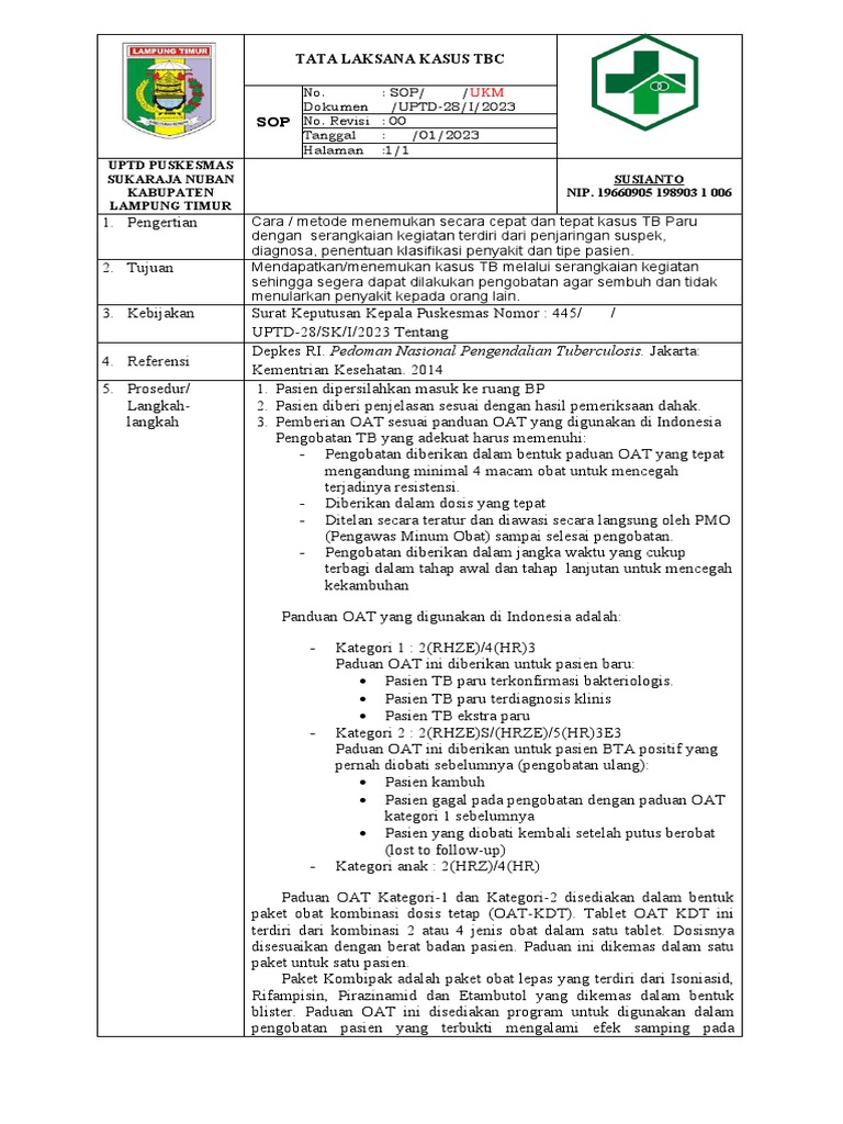 SOP Penanganan Kasus TBC | PDF