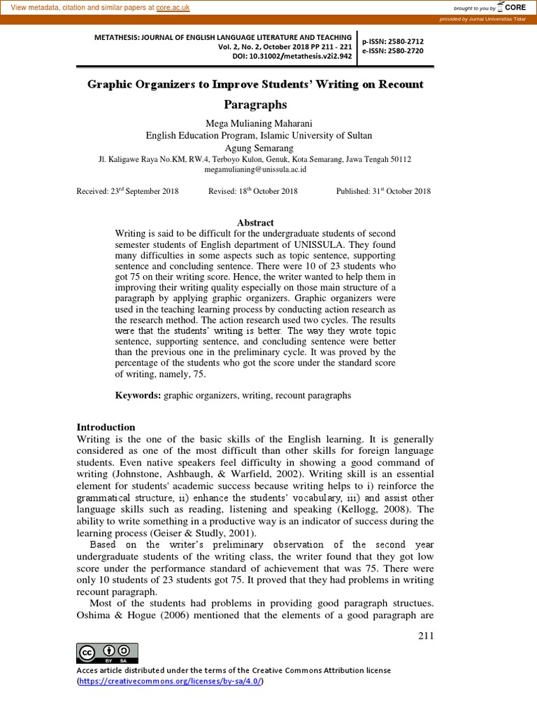 Graphic Organizers To Improve Students' Writing On Recount | PDF ...