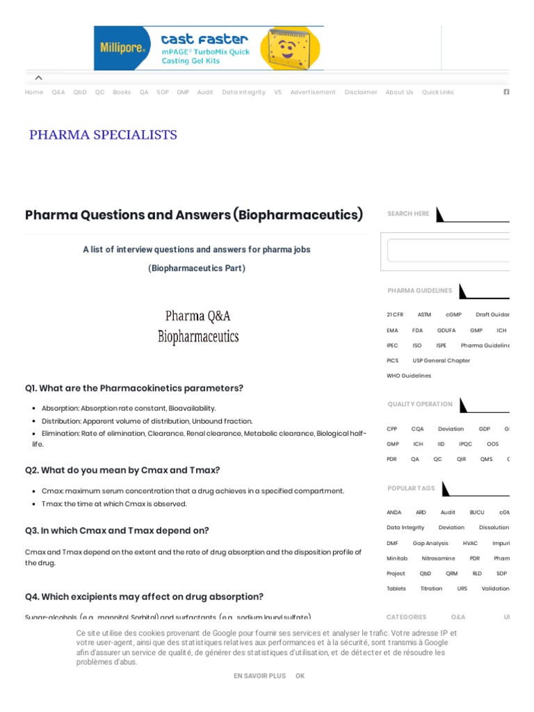 Pharma Questions and Answers (Biopharmaceutics) | PDF | Drugs ...