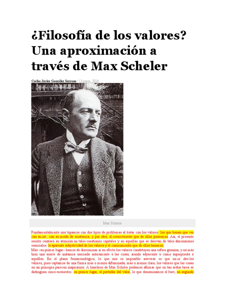 Filosofia - Semana1. Max Scheler. | PDF