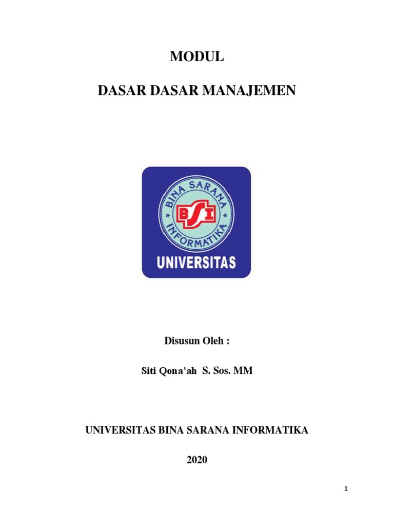 Modul-Dasar-Dasar-Manajemen 1 | PDF | Bisnis