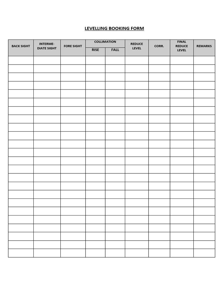 Levelling Booking Form | PDF