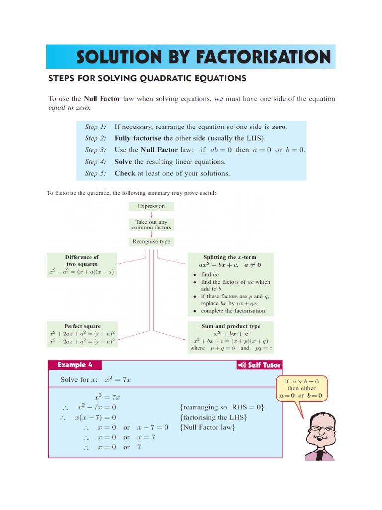 Solving Quadratic Equation by Factorisation | PDF Solving Quadratic Equation by Factorisation | PDF