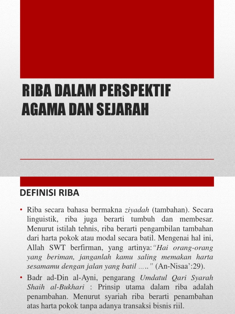 Sejarah dan Larangan Riba dalam Islam | PDF