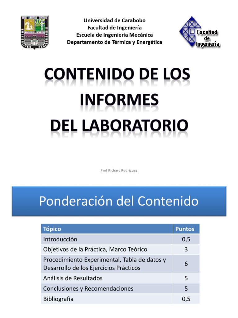 Descripcion Del Contenido Del Informe | PDF | Teoría | Laboratorios