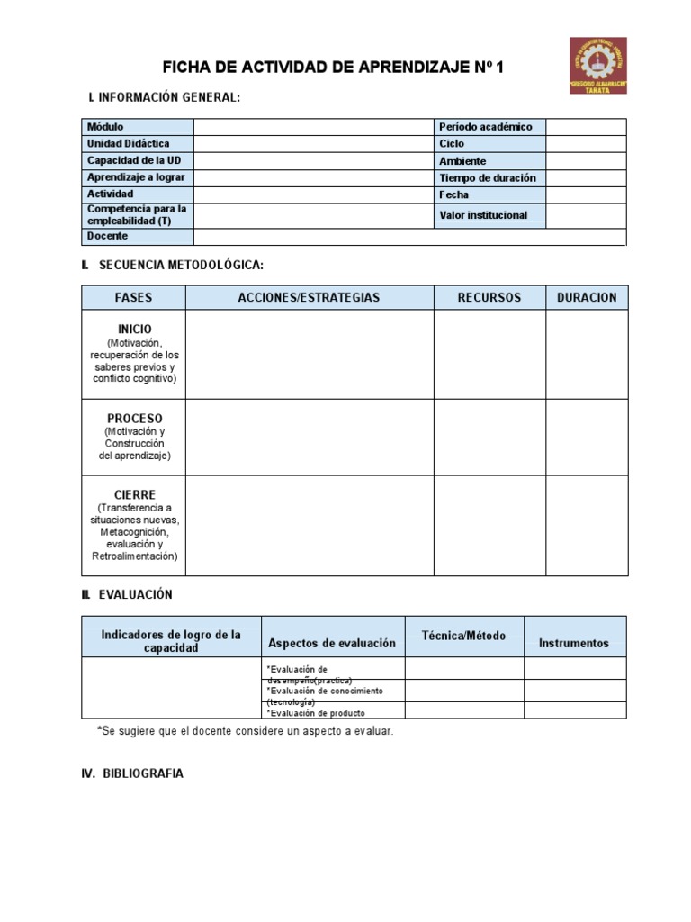 Ficha de Actividad de Aprendizaje Cetpro G.A. 2022 | PDF | Evaluación | Aprendizaje