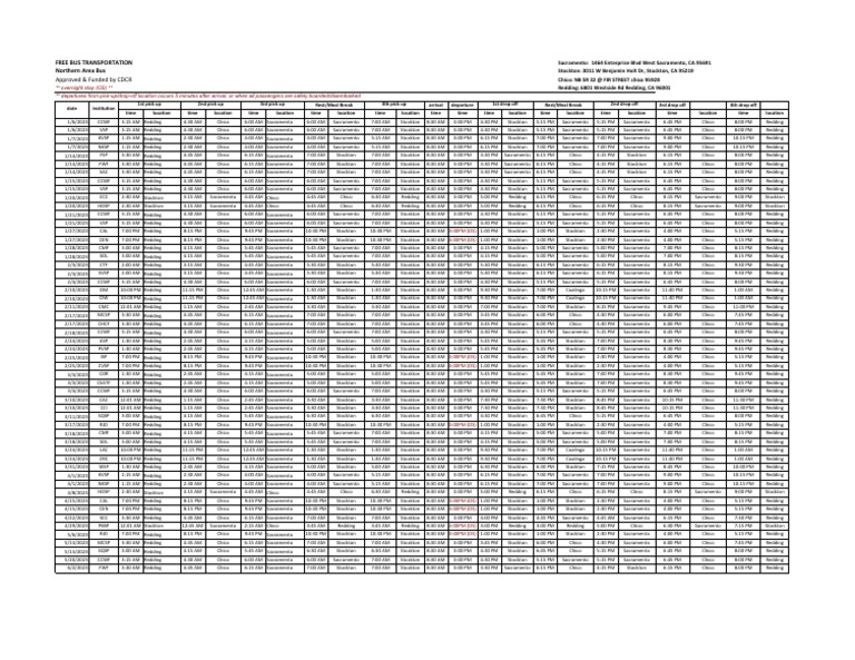 Free Bus Transportation Northern Approved and Funded by CDCR ADA | PDF