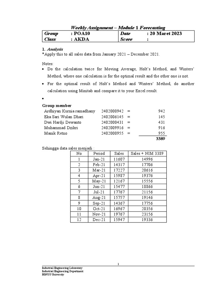 POA10 AKDA Modul1 Forecasting Rev1 | PDF | Forecasting | Mean Squared Error