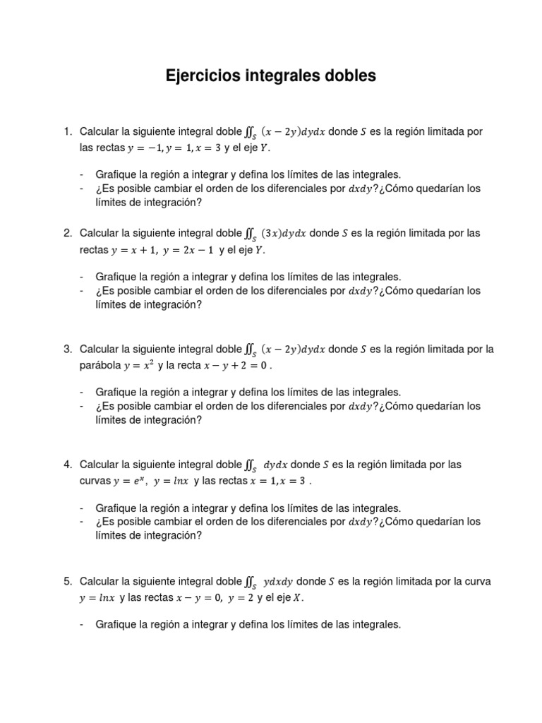 Ejercicios Integrales Dobles | PDF | Tecnología