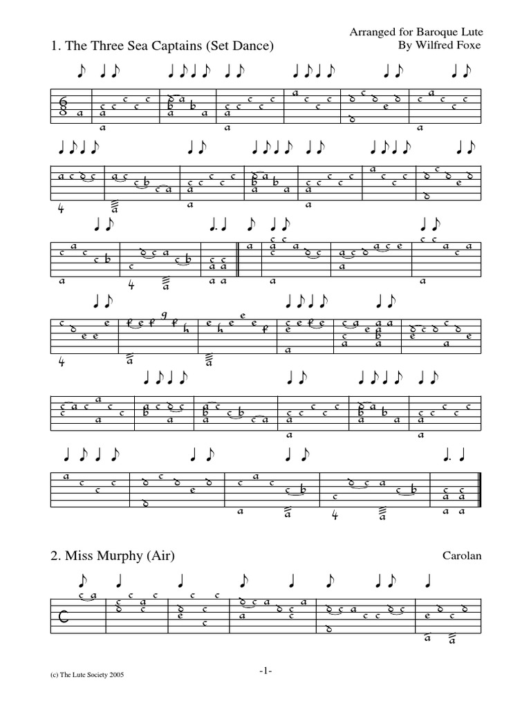 Irish Pieces For Baroque Lute | PDF