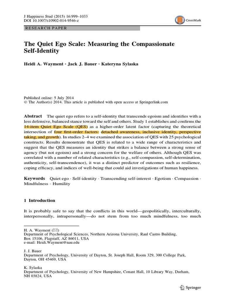 Quite Ego Scale- Subdimensions and Scoring - 1 | PDF | Factor Analysis ...