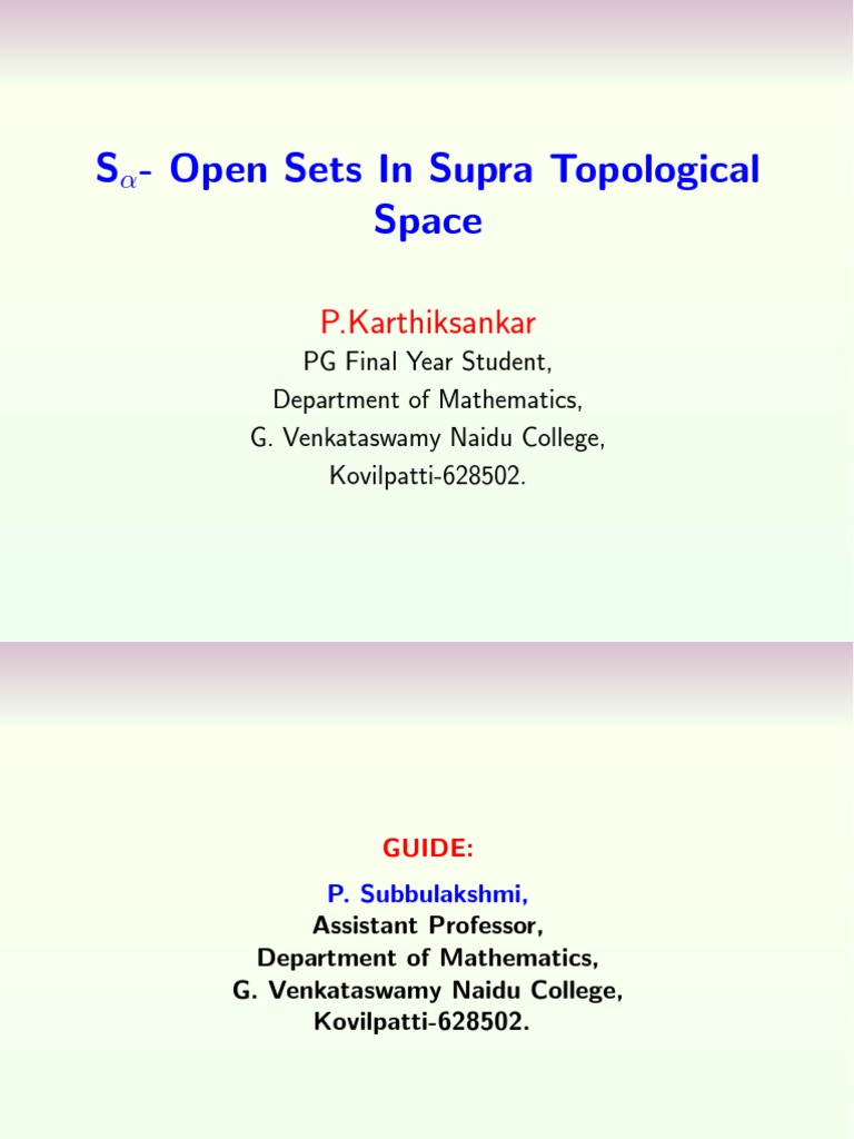 Supra Sα-Open Sets in Topology | PDF