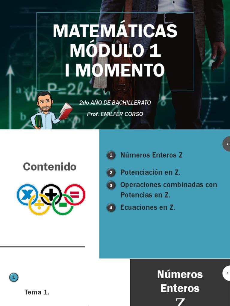 Módulo 1 - Tema 1 - Números Enteros Z | PDF | Multiplicación | Entero