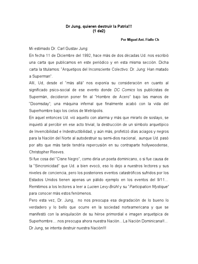 Carta Al DR Jung 1 | PDF | Superhombre | Carl Jung