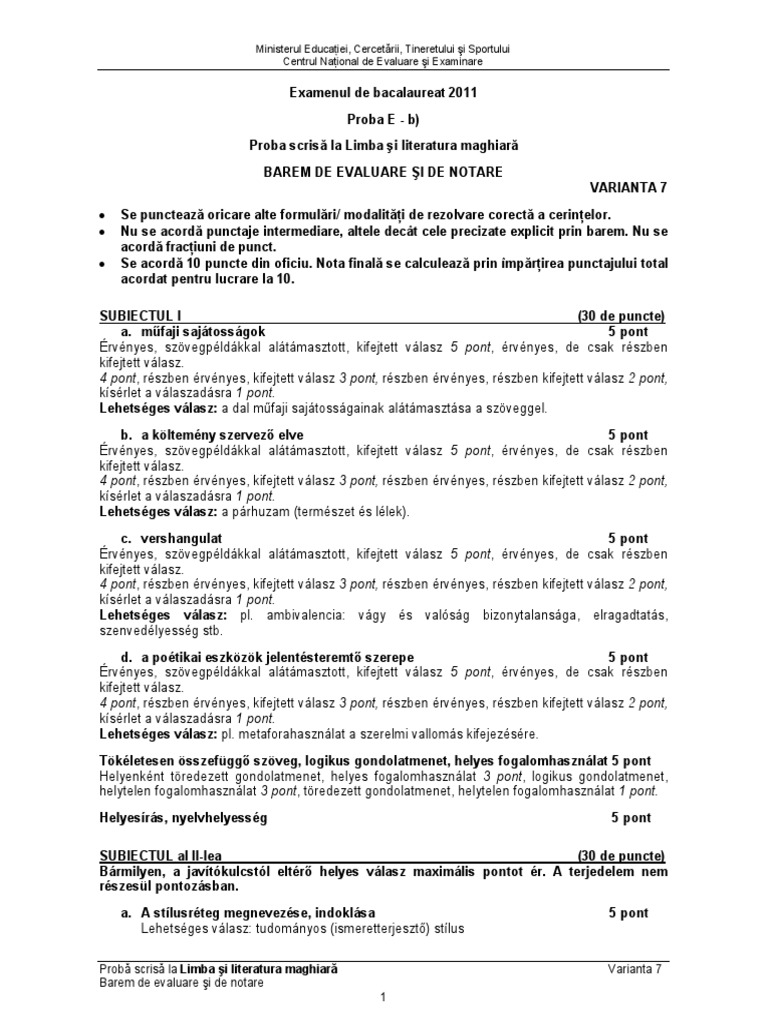 Proba E b Maghiara Barem 7 | PDF