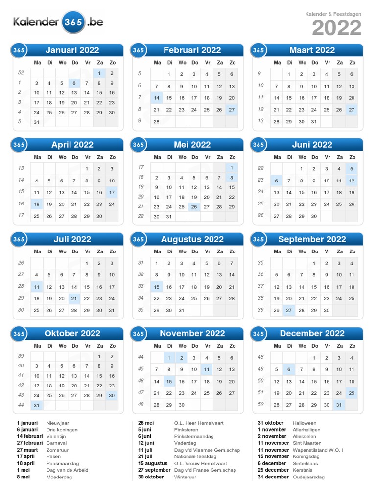 Kalender 2022 Staand Formaat | PDF