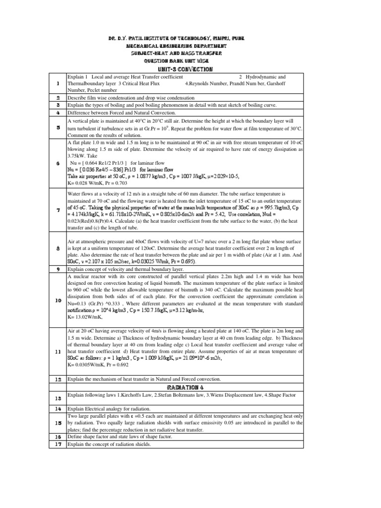 HMT IMP Questions New | PDF | Heat Exchanger | Heat Transfer