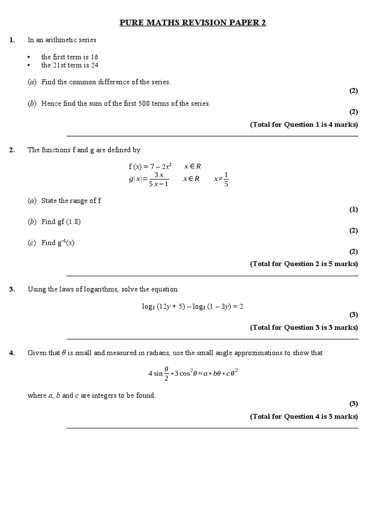 A-Level Pure Maths Revision | PDF | Area | Equations