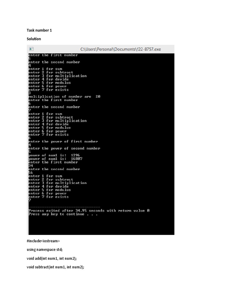 C++ Basic Calculator and Array Operations | PDF