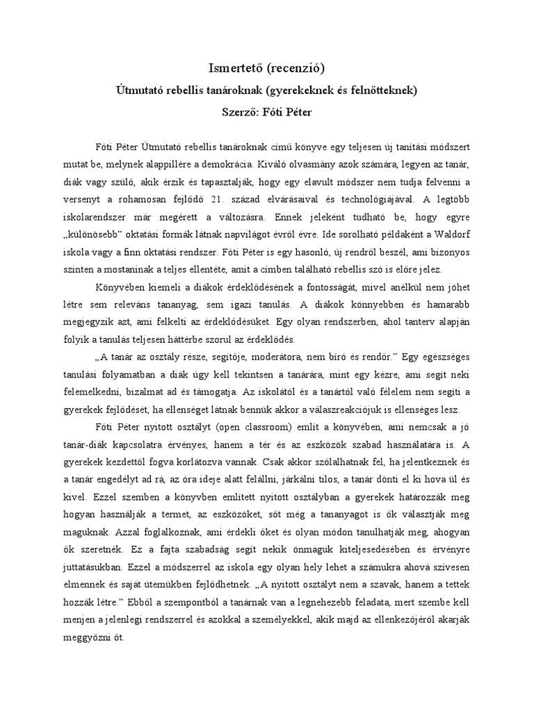 Recenzió Czimbalmos Brigitta Fóti Péter | PDF