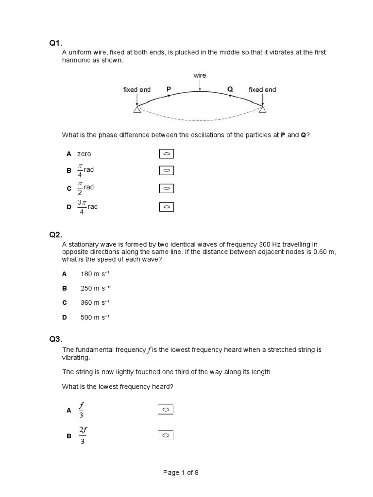 Waves Stationary Pdf Waves Harmonic