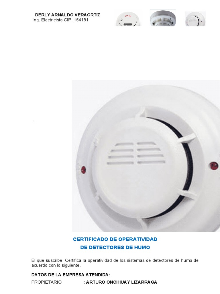 Certificado de Detectores de Humo - Company Fitness Peru | PDF