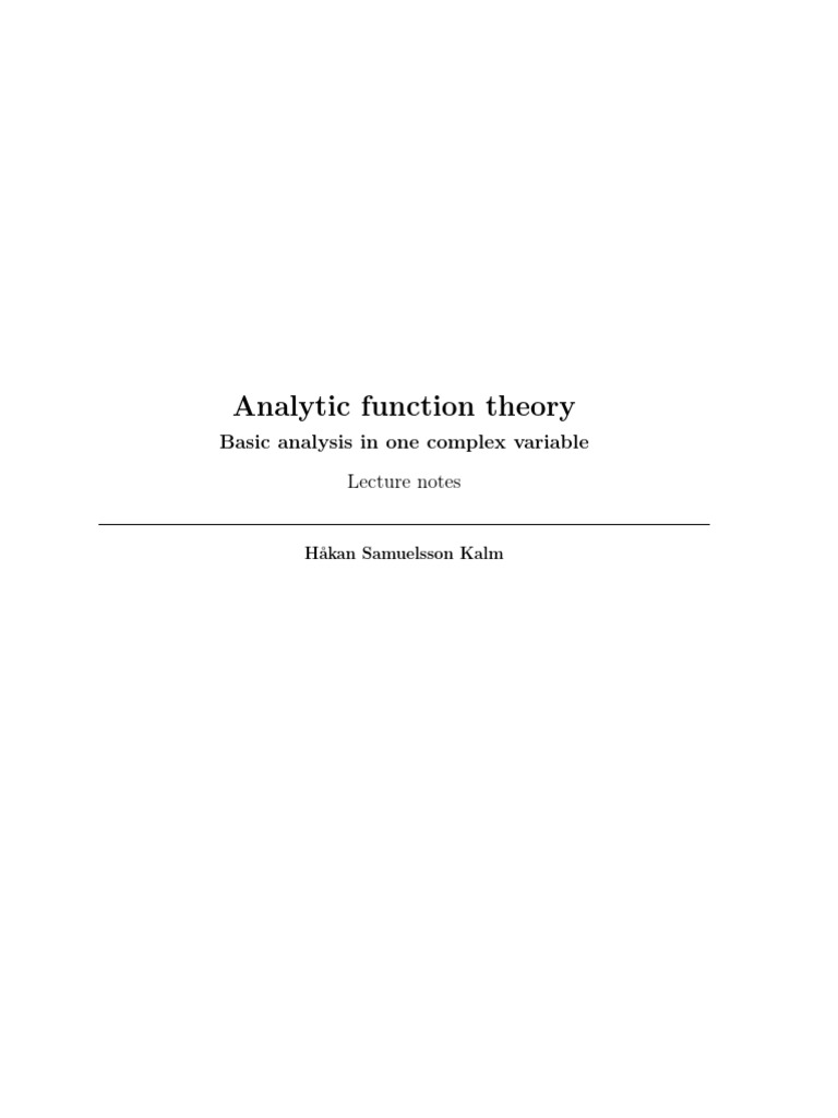 One Complex Variable Notes Pdf Holomorphic Function Complex Analysis