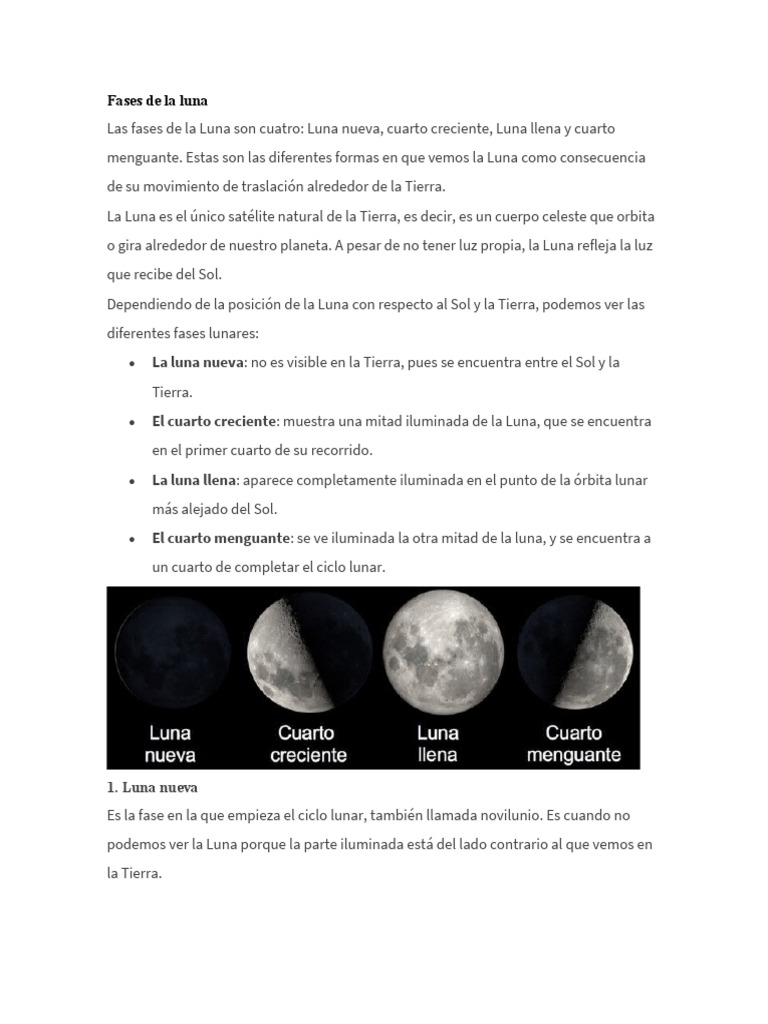 Fases de la Luna y su significado | PDF | Luna | Objetos astronómicos
