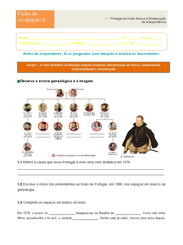 Hgpa5 Ficha Avaliacao c3 Dominios | PDF | Portugal | Monarquias da Europa Hgpa5 Ficha Avaliacao c3 Dominios | PDF | Portugal | Monarquias da Europa