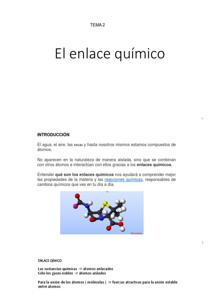 Tema 2 Enlace Químico | PDF | Enlace químico | Enlace covalente
