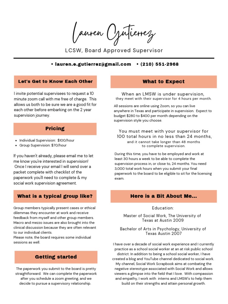 LCSW Supervision Information 1 | PDF | Social Work | Psychology