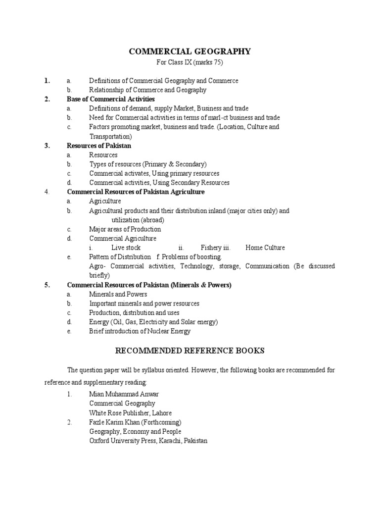 Commercial Geography | PDF