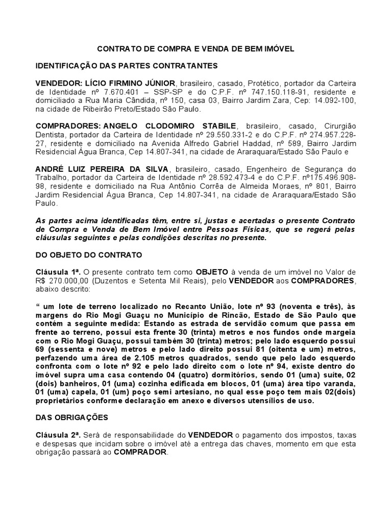 CONTRATO_DE_COMPRA_E_VENDA_DE_BEM_IMOVEL | PDF | Brasil
