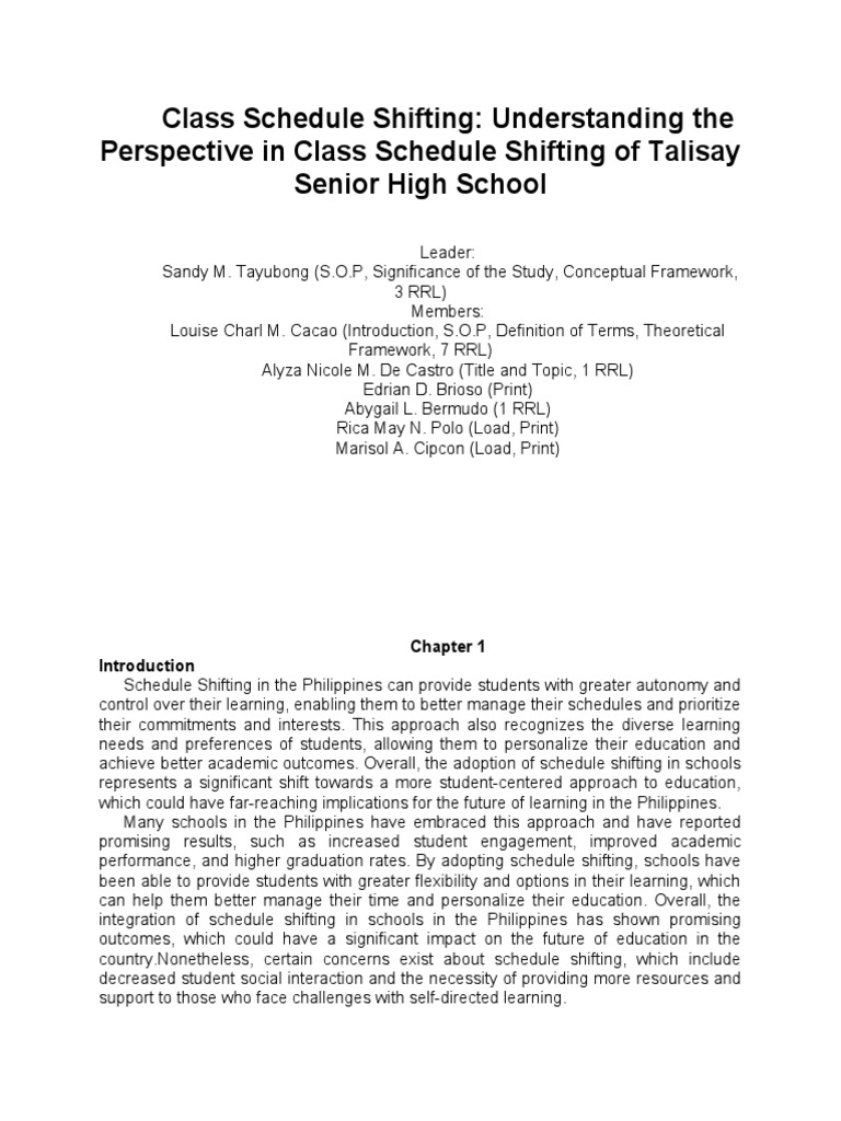 Class Schedule Shifting: Understanding The Perspective in Class ...