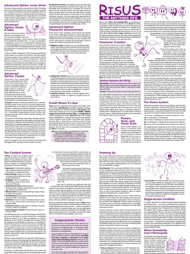 Risus - Folding Version Digest | PDF | Role Playing Games