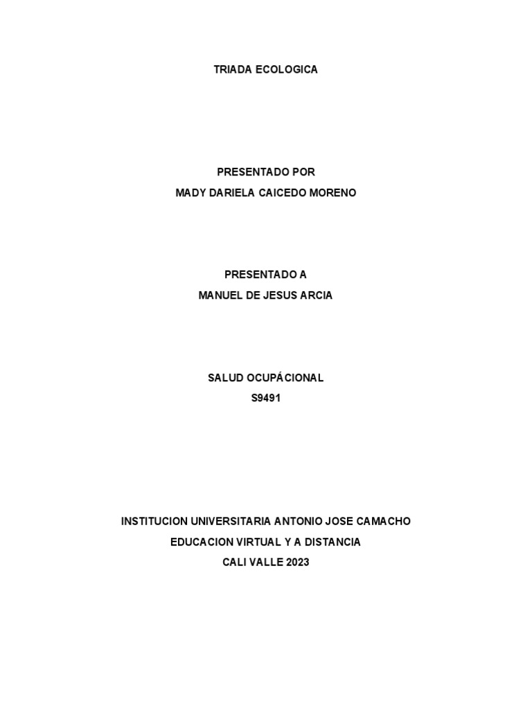 Triada Ecológica | PDF | Infección | Entorno natural