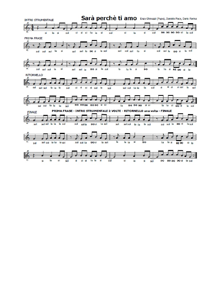 Sarà Perchè Ti Amo | PDF