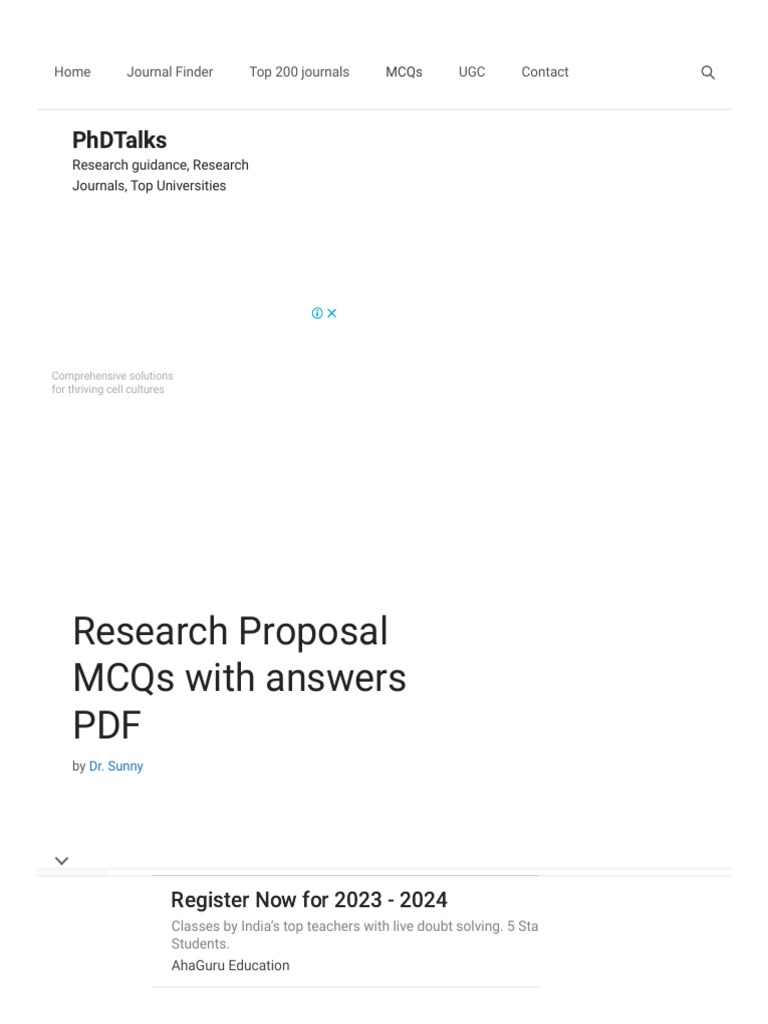 Research Proposal MCQs With Answers PDF | PDF | Science | Multiple Choice