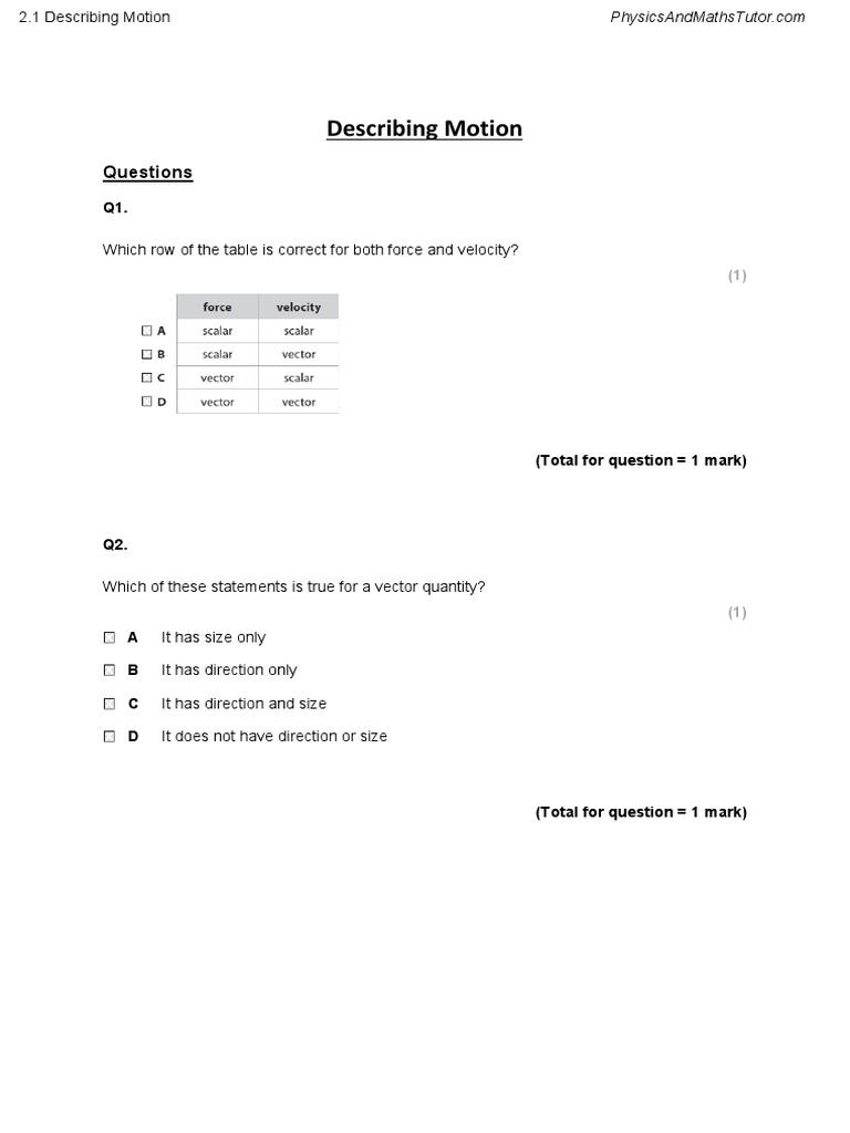 2.1 Describing Motion | PDF | Acceleration | Velocity