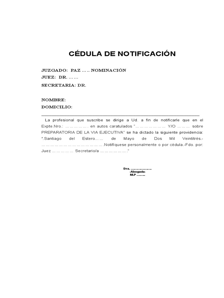 Cédula de Notificación | PDF