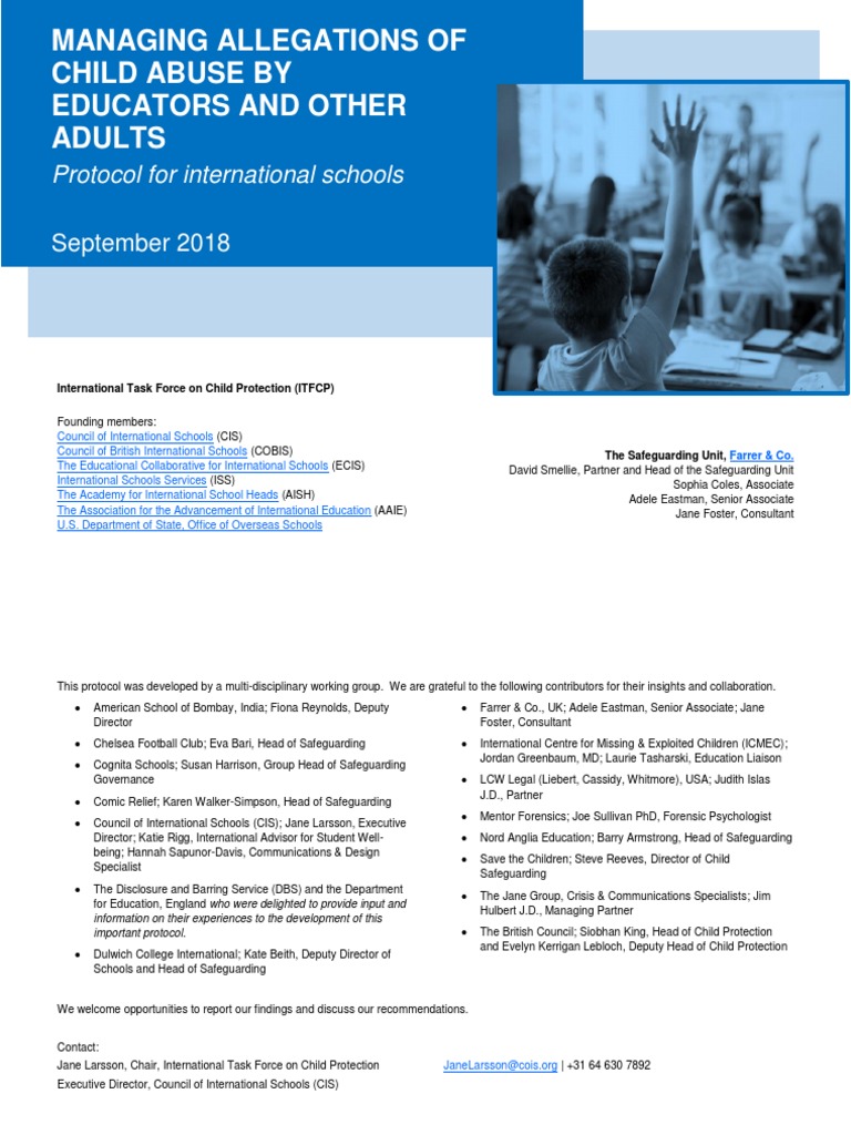 Child Abuse Protocol for International Schools | PDF | Child Abuse ...