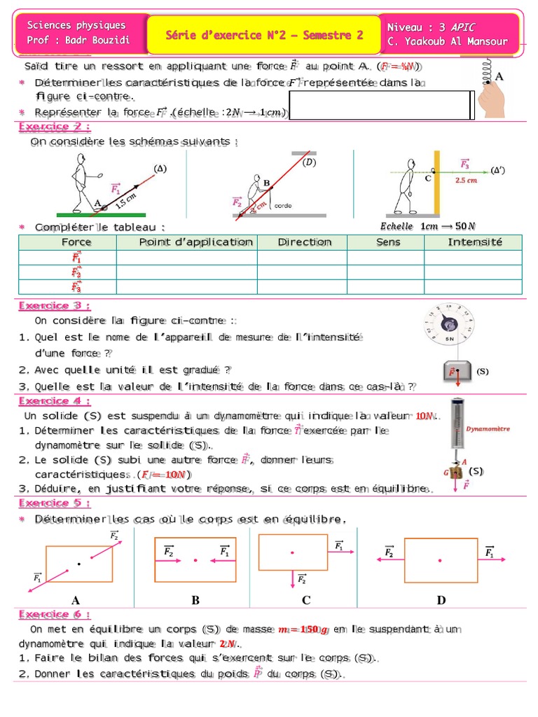 Exercices corrigés sur les forces en physique | PDF | Poids | Masse