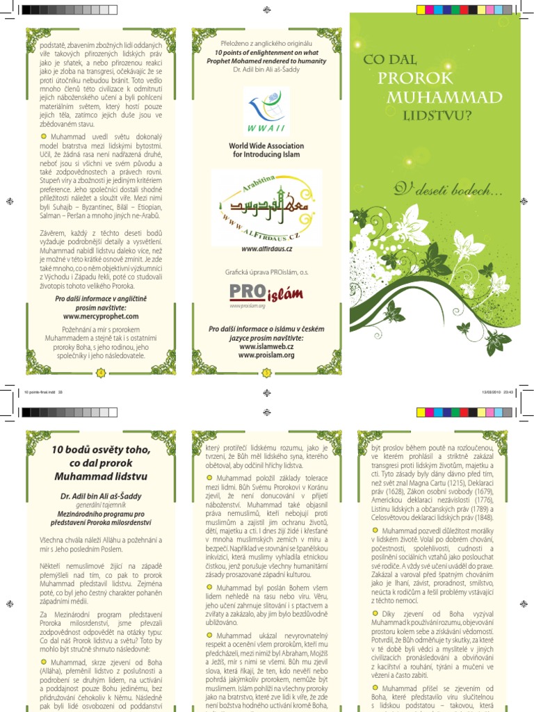 10 Bodů Osvěty Toho, Co Dal Prorok Muhammad Lidstvu | PDF