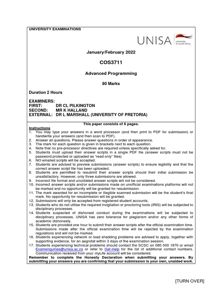 COS3711 2022 JanFeb Question Paper | PDF | Class (Computer Programming) | Xml