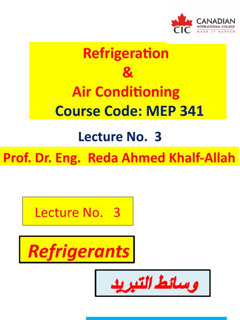 3 - Lecture No 3 Refrigerants | PDF